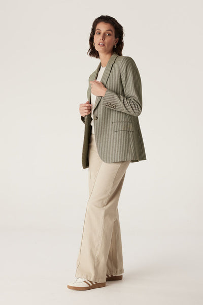 CABLE MELBOURNE Mosman Pinstripe Blazer sage green - Robe